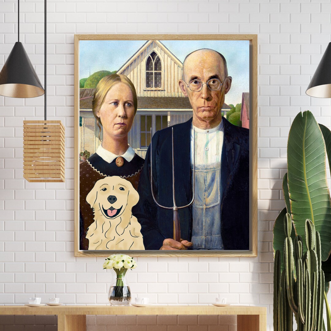 American Gothic Golden Retriever Digital Download - Etsy