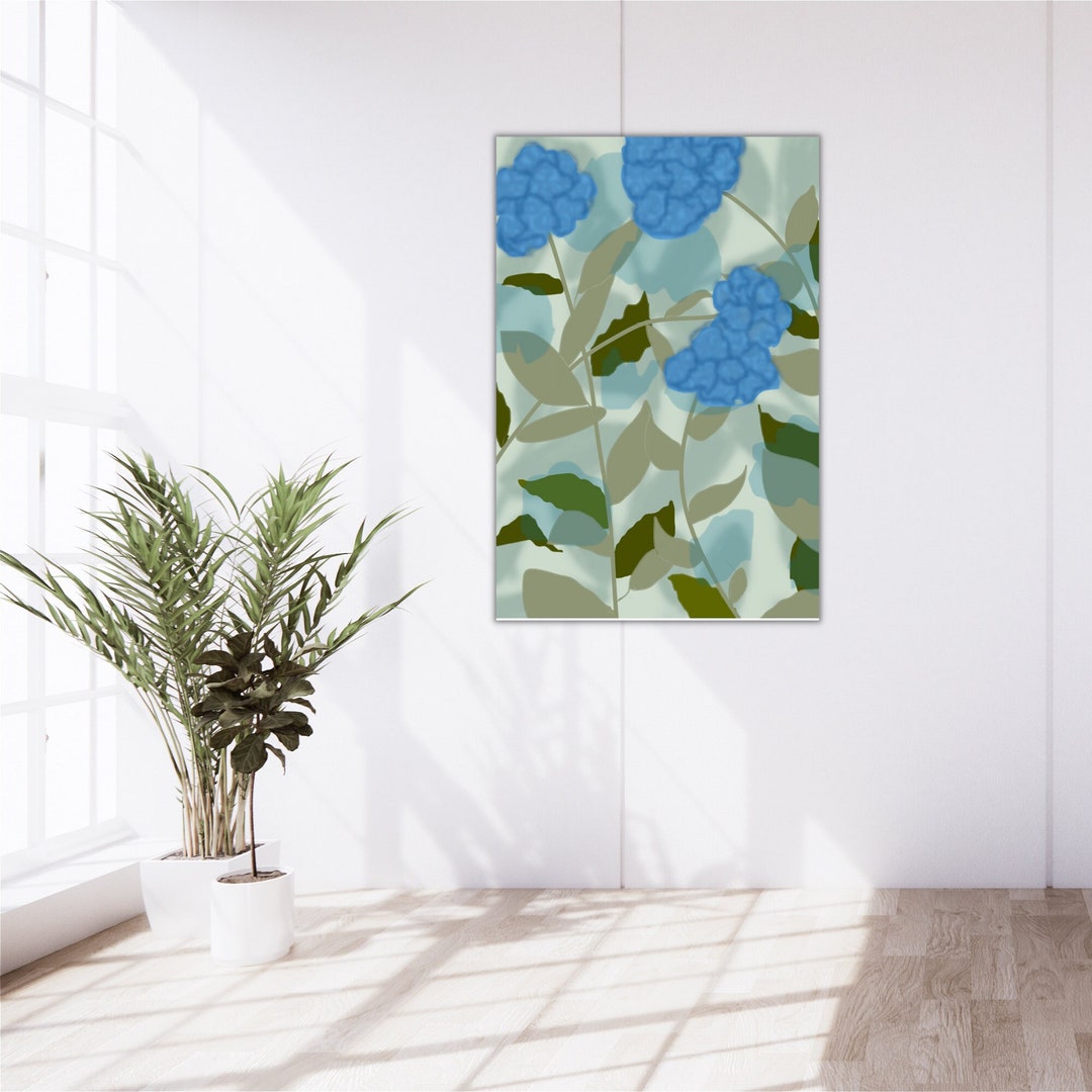 Blue Hydrangea Flower Poster. - Etsy