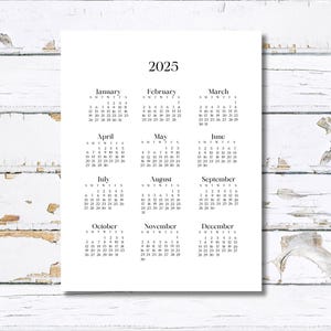 2025-2026 Yearly Printable Calendar Digital Download Letter A4 A3 Year ...