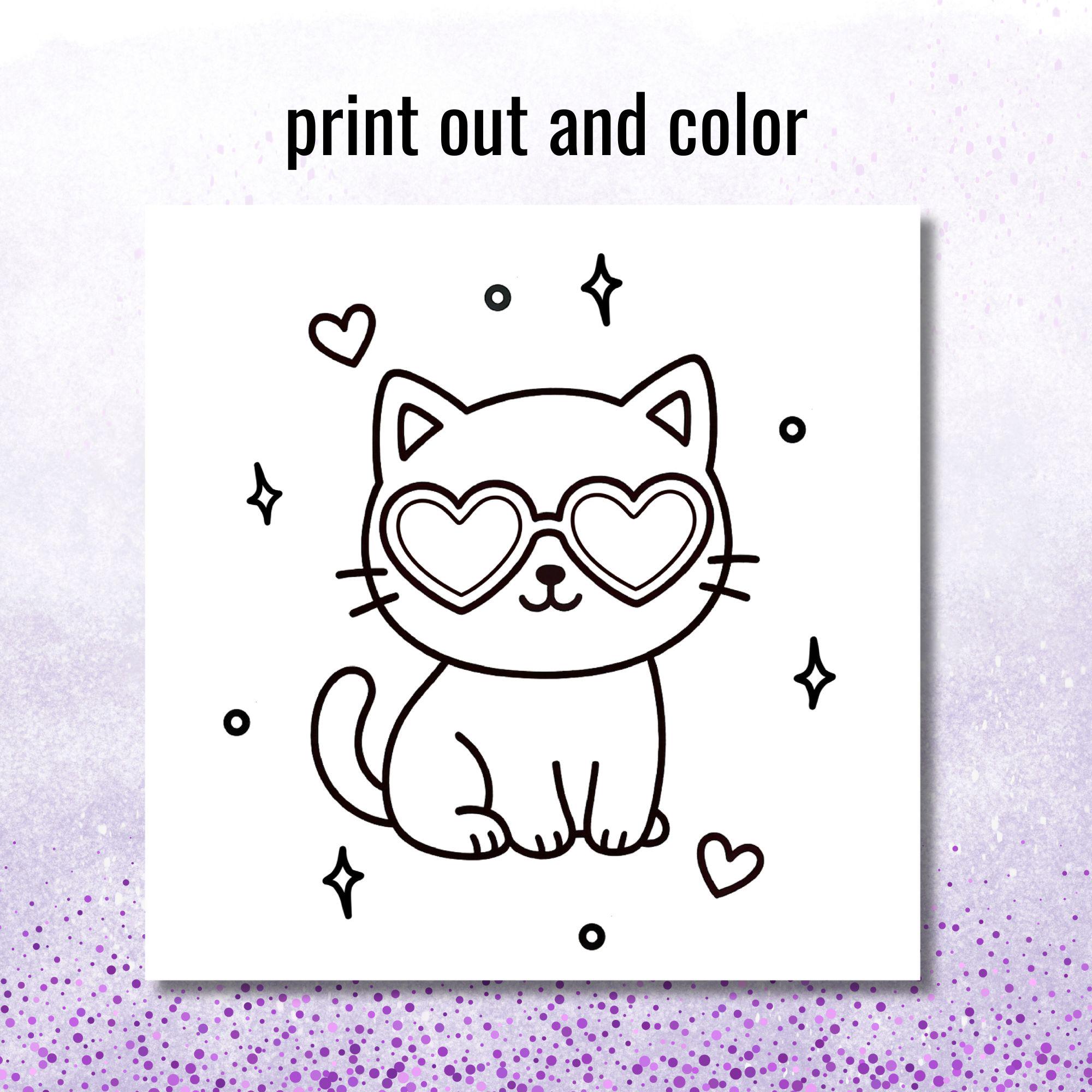 Cute Coloring Pages Digital Download Instant PNG PDF Kawaii Style Bold ...
