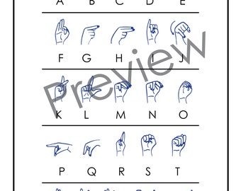American Sign Language Alphabet Green - Etsy