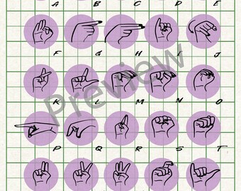 American Sign Language Alphabet Green - Etsy