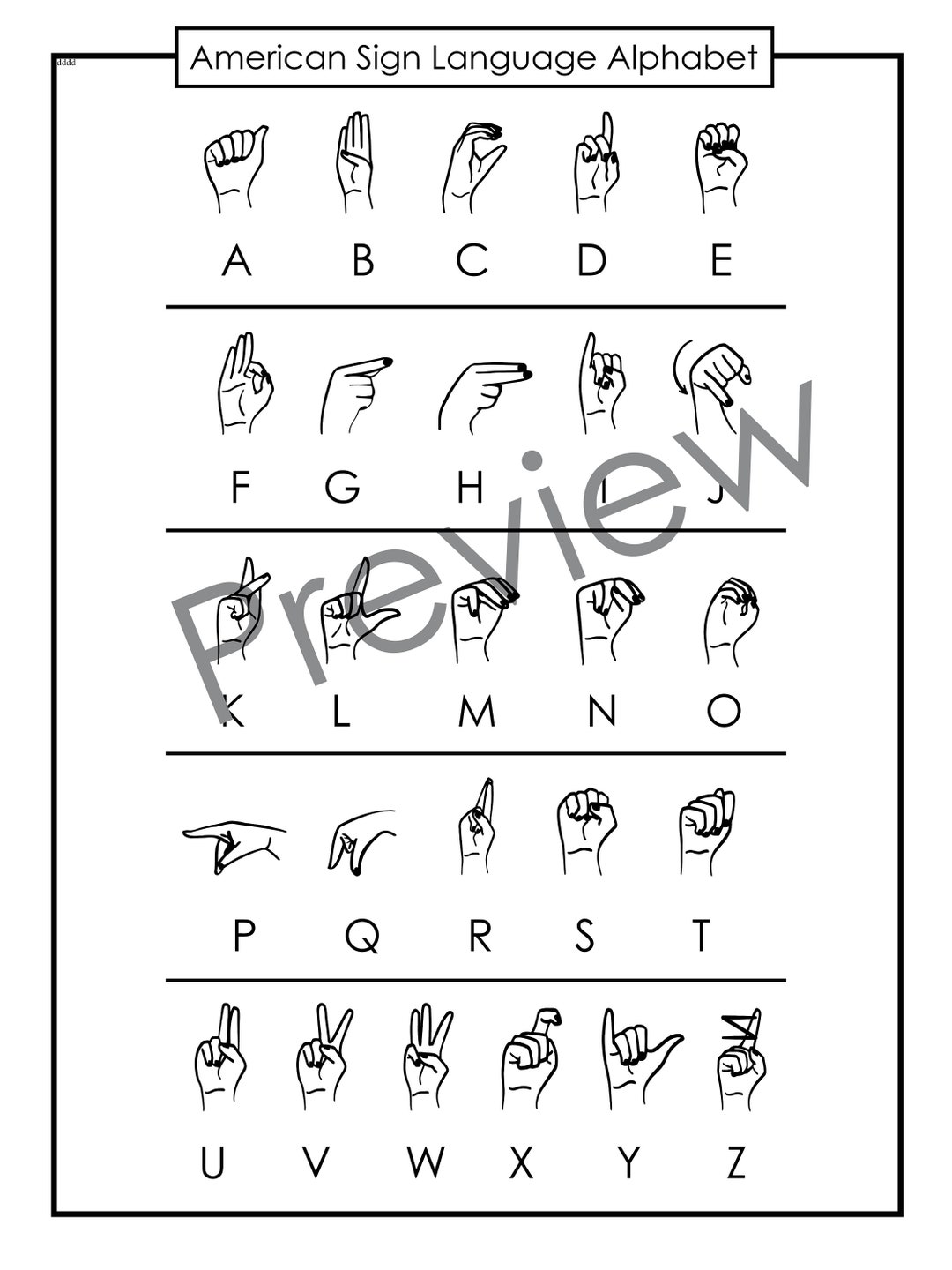 American Sign Language Alphabet - Etsy