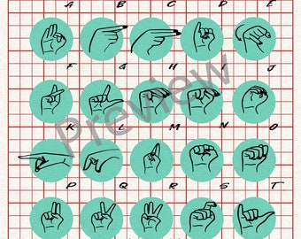 American Sign Language Alphabet Green - Etsy