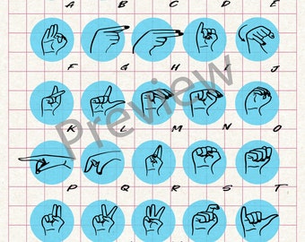 American Sign Language Alphabet Green - Etsy