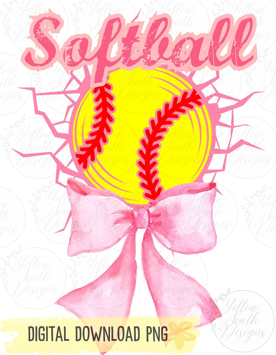 Softball PNG, Pink Softball PNG, Pink Bow Softball, Softball Coquette ...