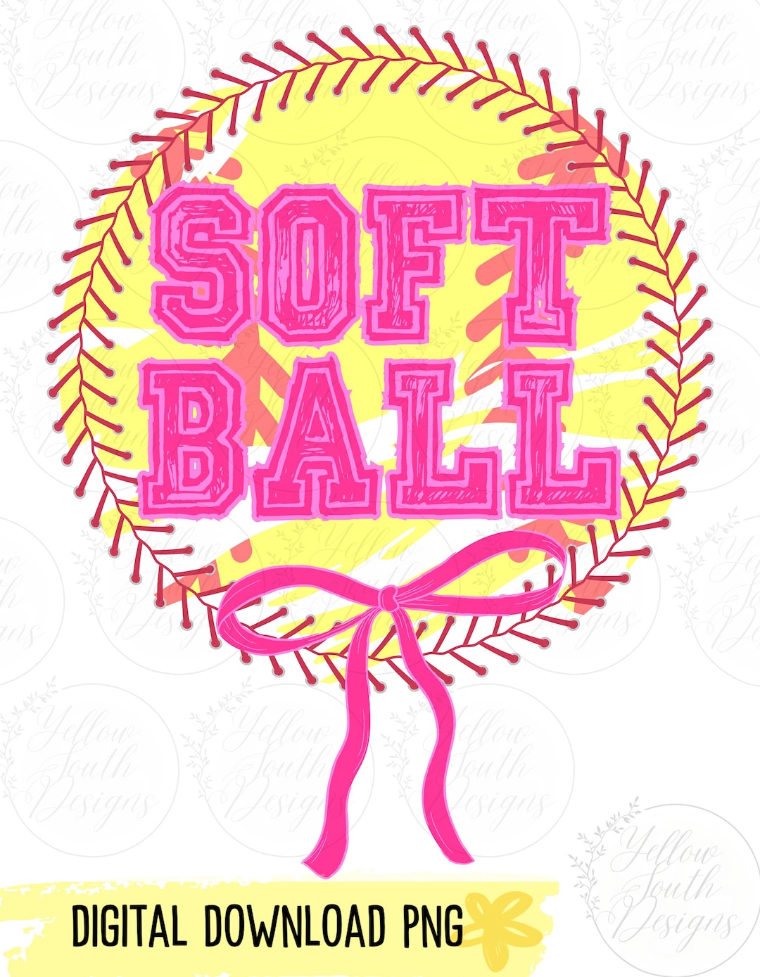 Softball PNG, Pink Softball PNG, Pink Bow Softball, Softball Coquette ...