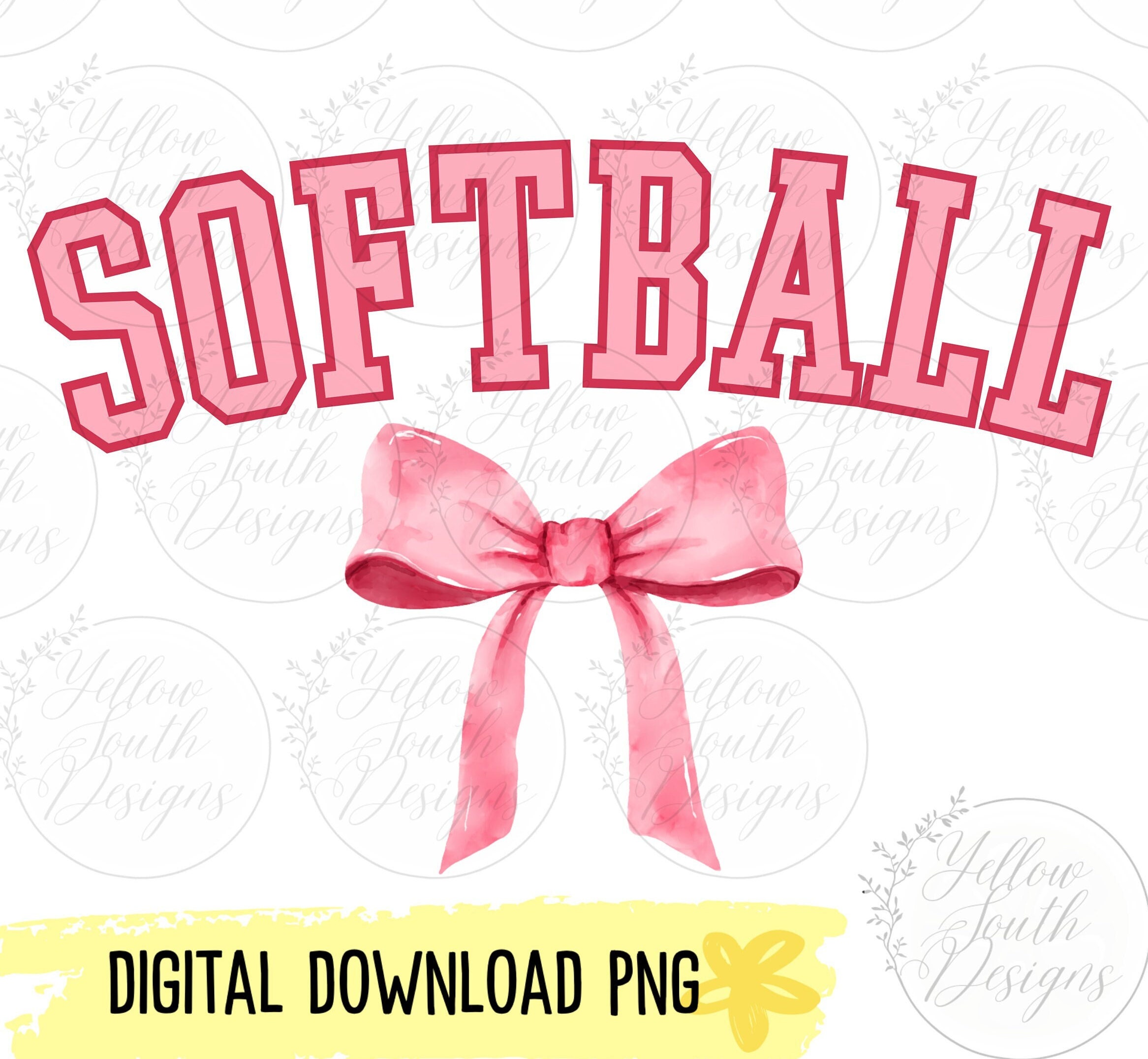 Softball PNG, Pink Softball PNG, Pink Bow Softball, Softball Coquette ...