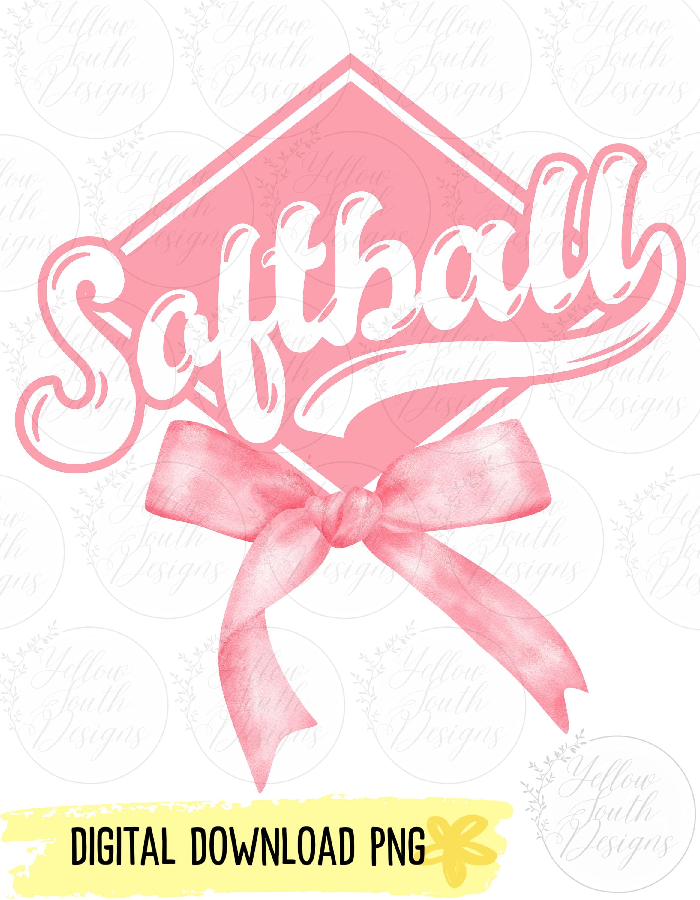 Softball PNG, Pink Softball PNG, Pink Bow Softball, Softball Coquette ...