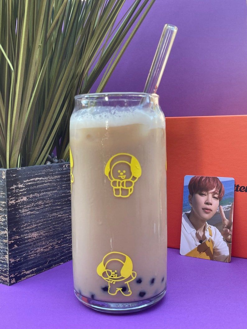 BTS Coffee Glass BT21 Chimmy Beer Can Glass BTS BT21 Merch K-pop Gifts ...