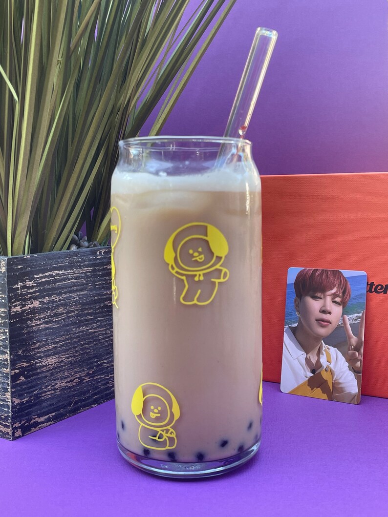 BTS Coffee Glass BT21 Chimmy Beer Can Glass BTS BT21 Merch K-pop Gifts ...