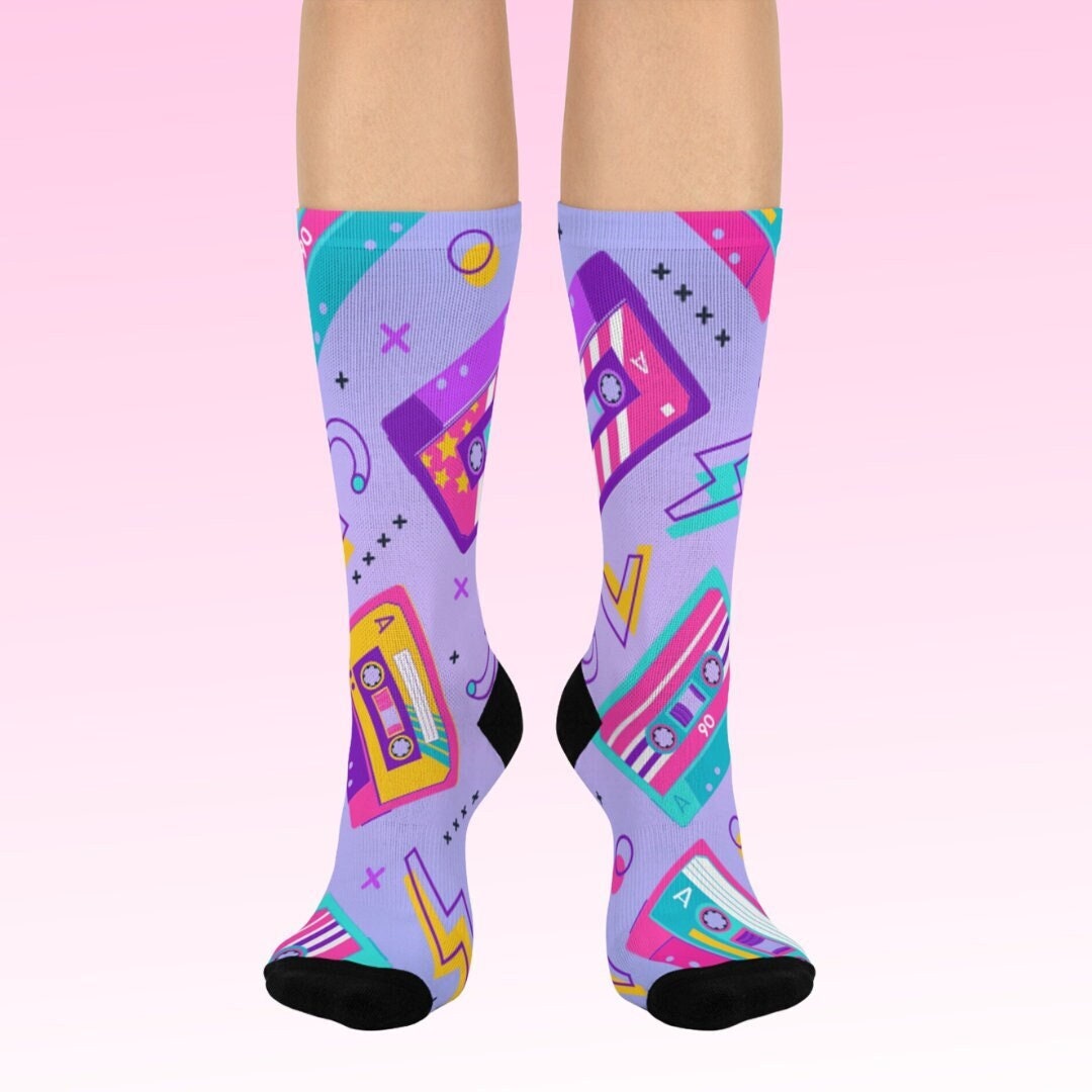 90s Cassette Music Socks | Party Favors | Throwback Style | Festival ...