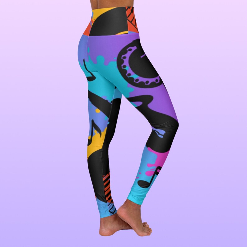 Retro 80s Music High Waisted Leggings | Dance Festival Leggings | Music ...
