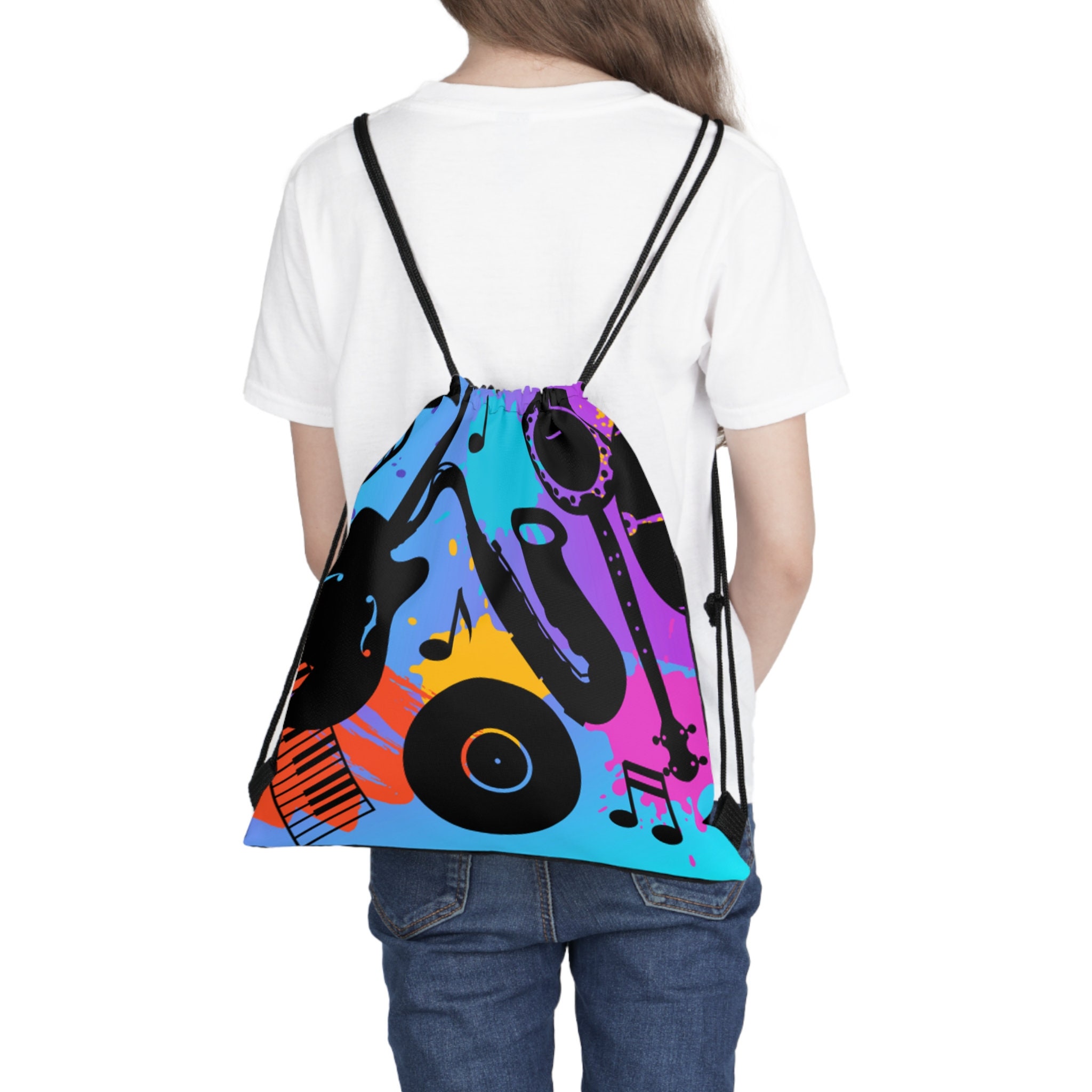 Retro Instrument 80s Music Drawstring Bag Music Bag 90s Festival String ...