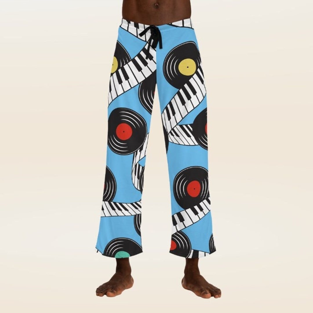 Men's Vinyl Record Music Pajama Pants | Piano Music PJ | PJ Bottoms ...