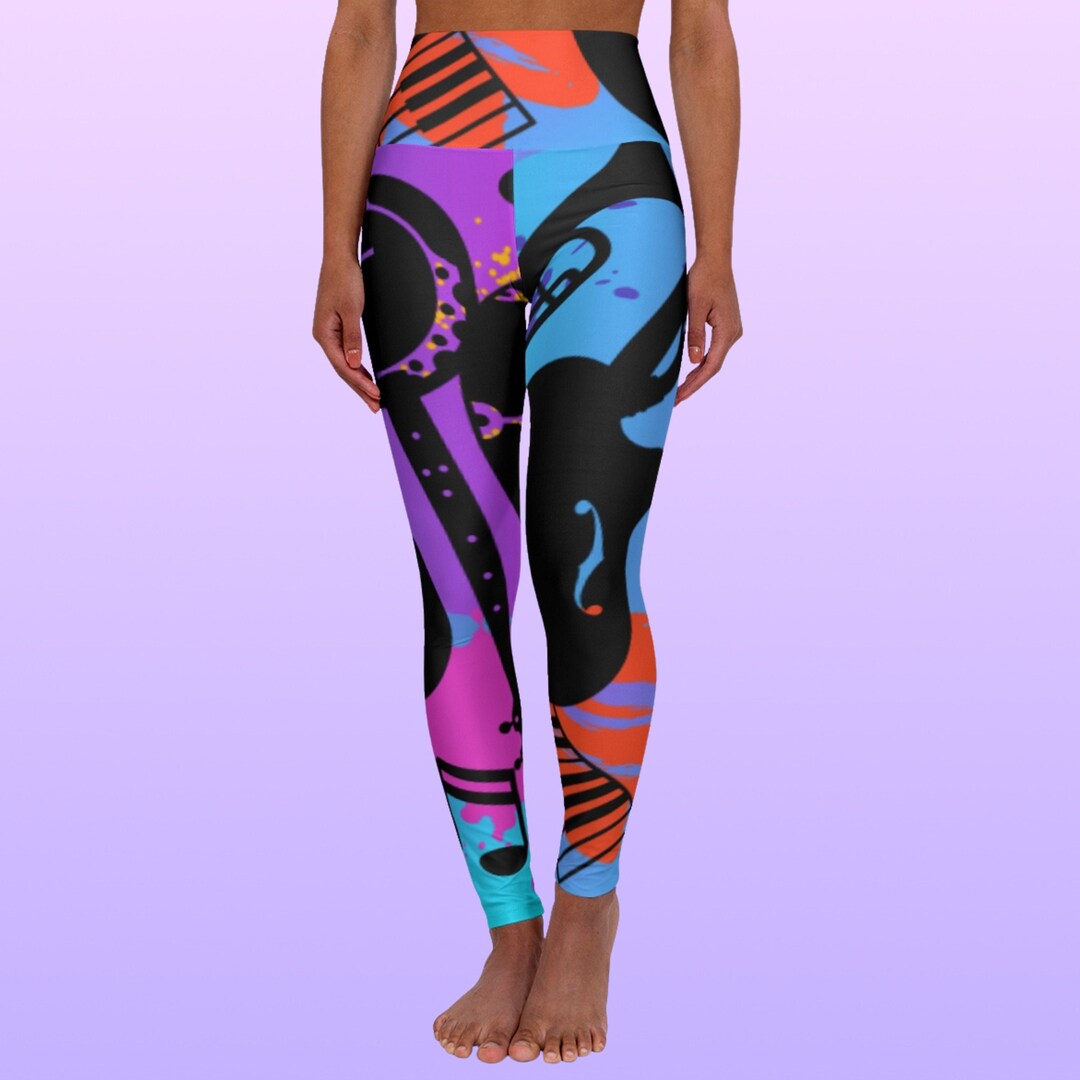 Retro 80s Music High Waisted Leggings | Dance Festival Leggings | Music ...