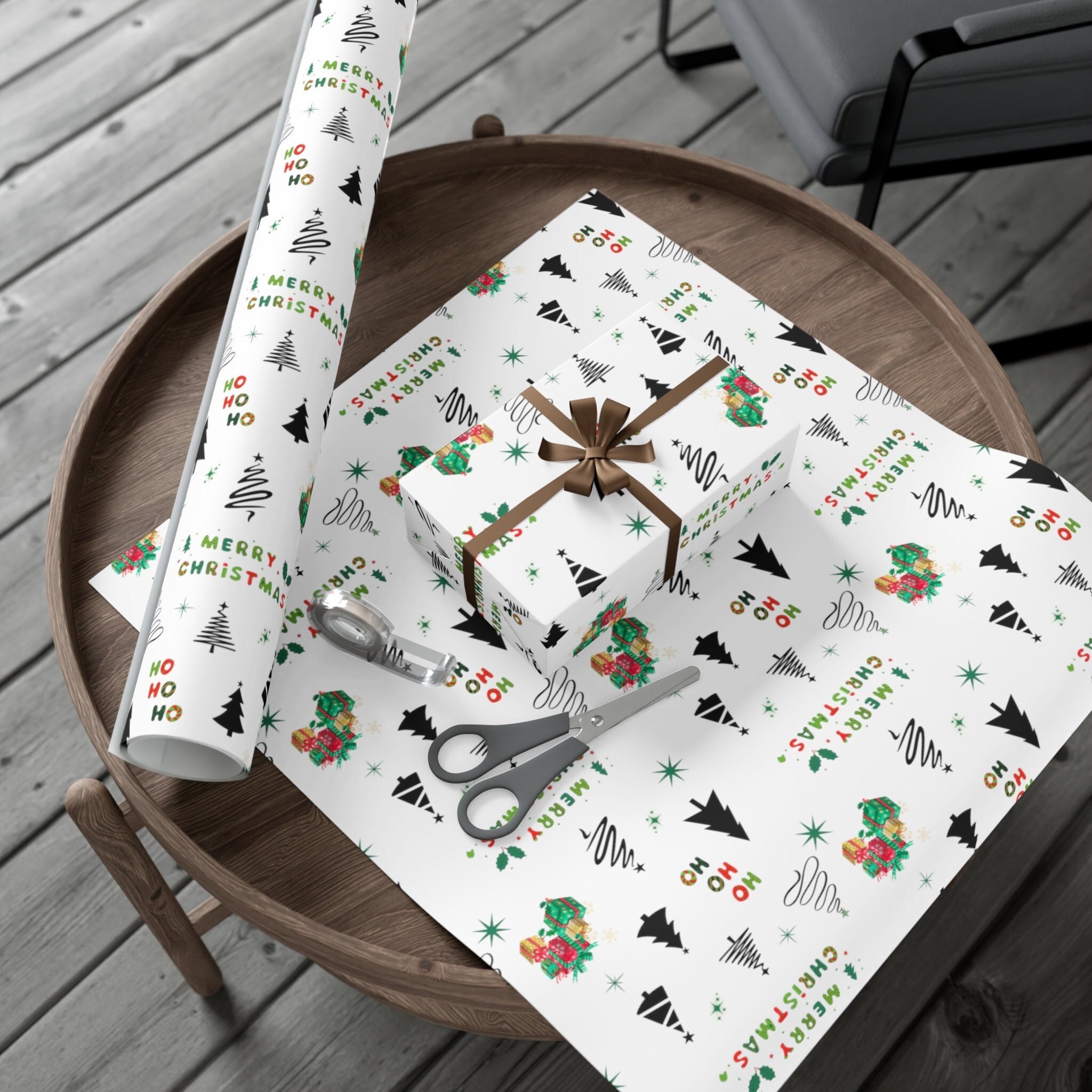 Merry Christmas Trees Gift Wrap Papers Holiday Xmas Trees - Etsy