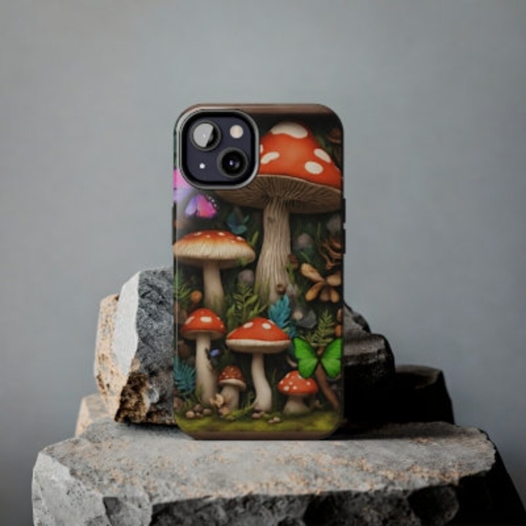 Colorful Mushroom Faux 3d Design Tough Phone Cases, Woodland Mushrooms ...