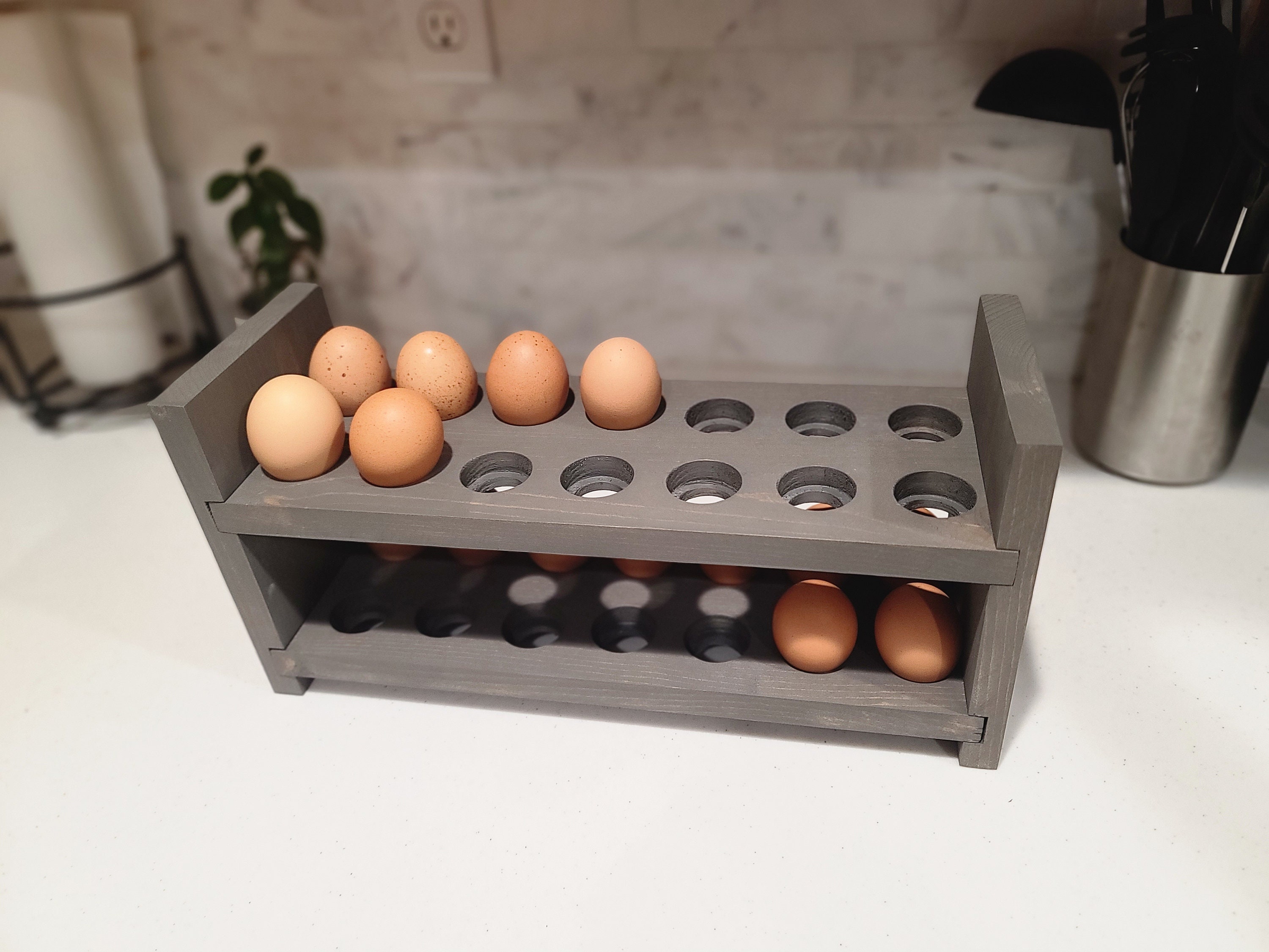 Farmhouse Countertop Wood Egg Holder Country Chicken Egg - Etsy