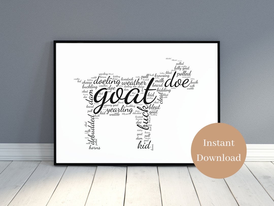 Goat Word Shapes Fun Country Herd Term Wall Art Cute Homestead Billy ...