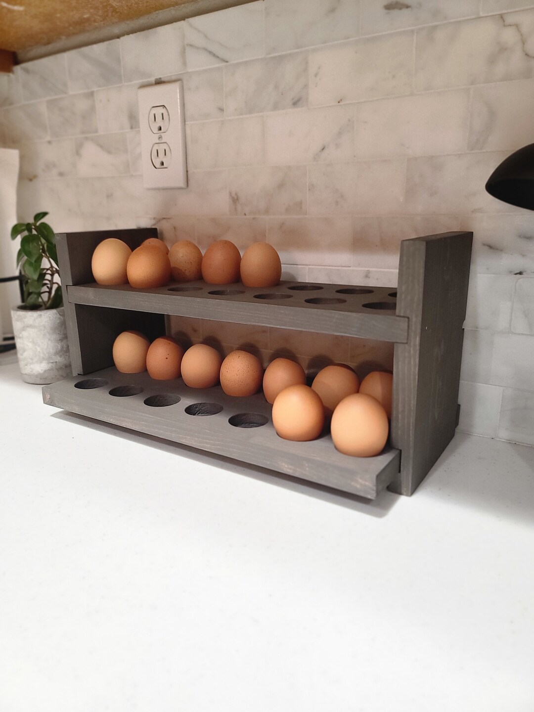 Farmhouse Countertop Wood Egg Holder | Country Chicken Egg Rack | Ranch ...