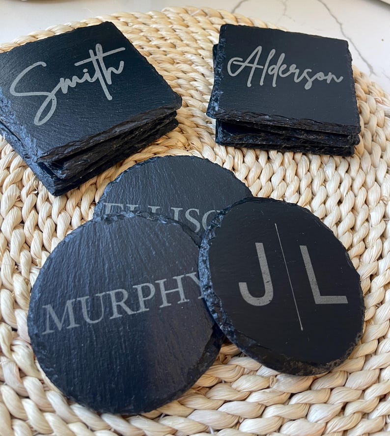 Personalized Slate Coasters Laser Engraved Gift for Dad Christmas Gifts ...