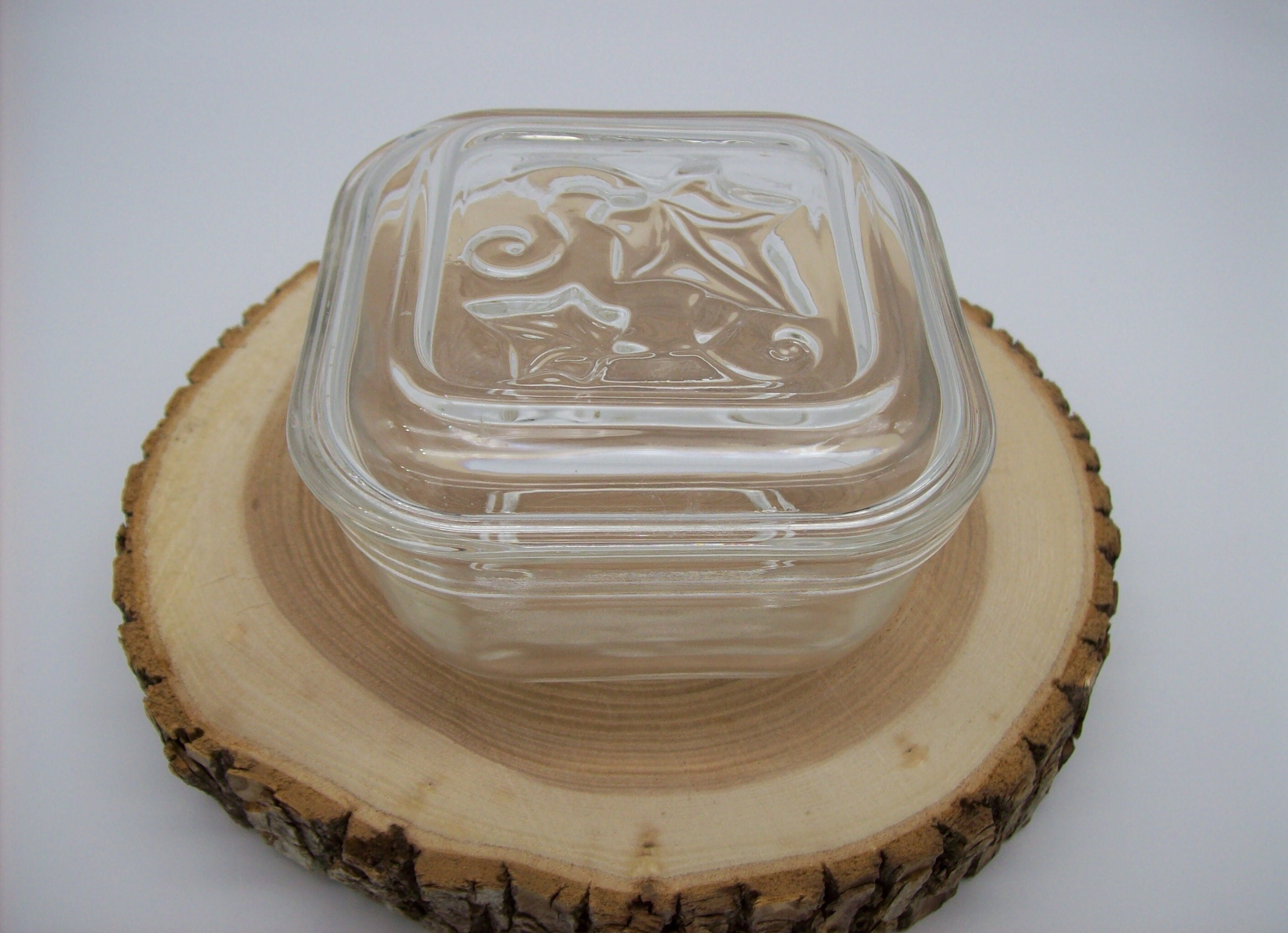 Hazel Atlas Vintage Clear Glass With Ivy Design Refrigerator Dish ...