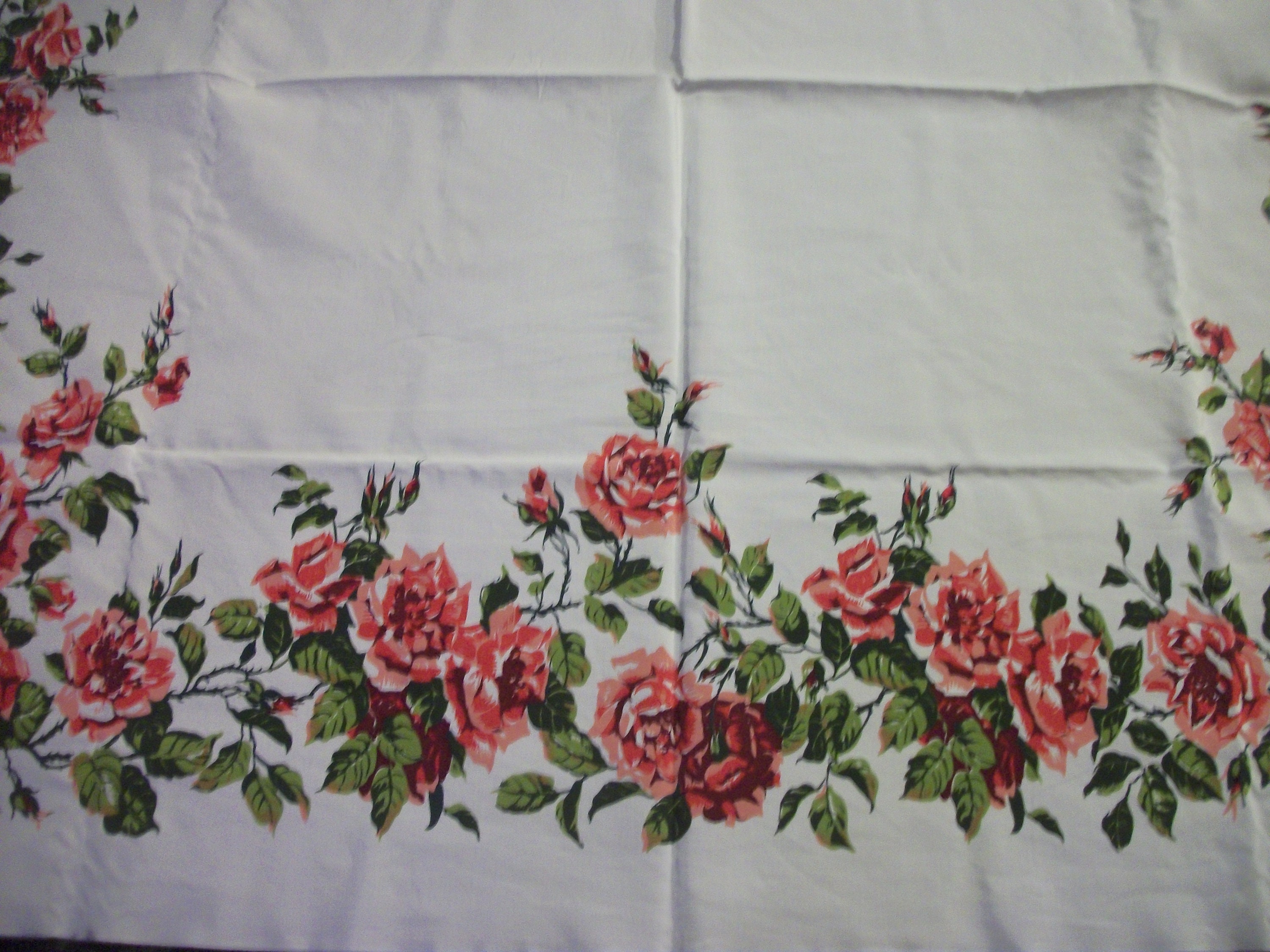 Vintage California Hand Print Tablecloth W/tag Roses Stunning - Etsy