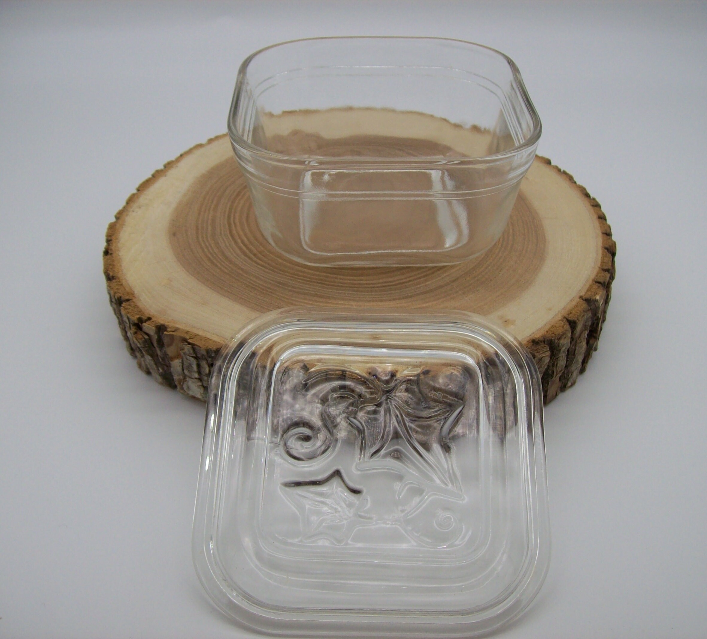 Hazel Atlas Vintage Clear Glass With Ivy Design Refrigerator Dish ...