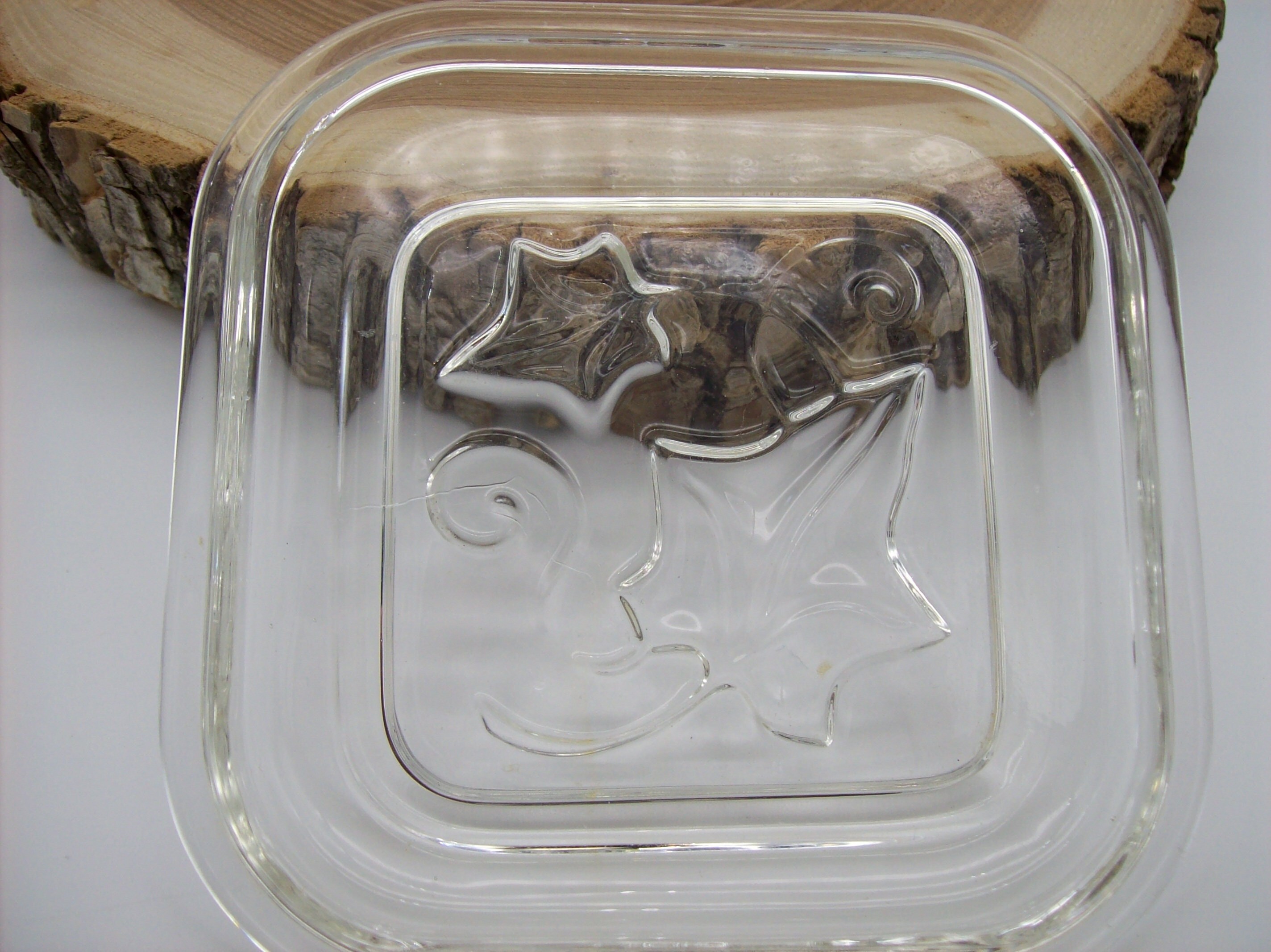 Hazel Atlas Vintage Clear Glass With Ivy Design Refrigerator Dish ...