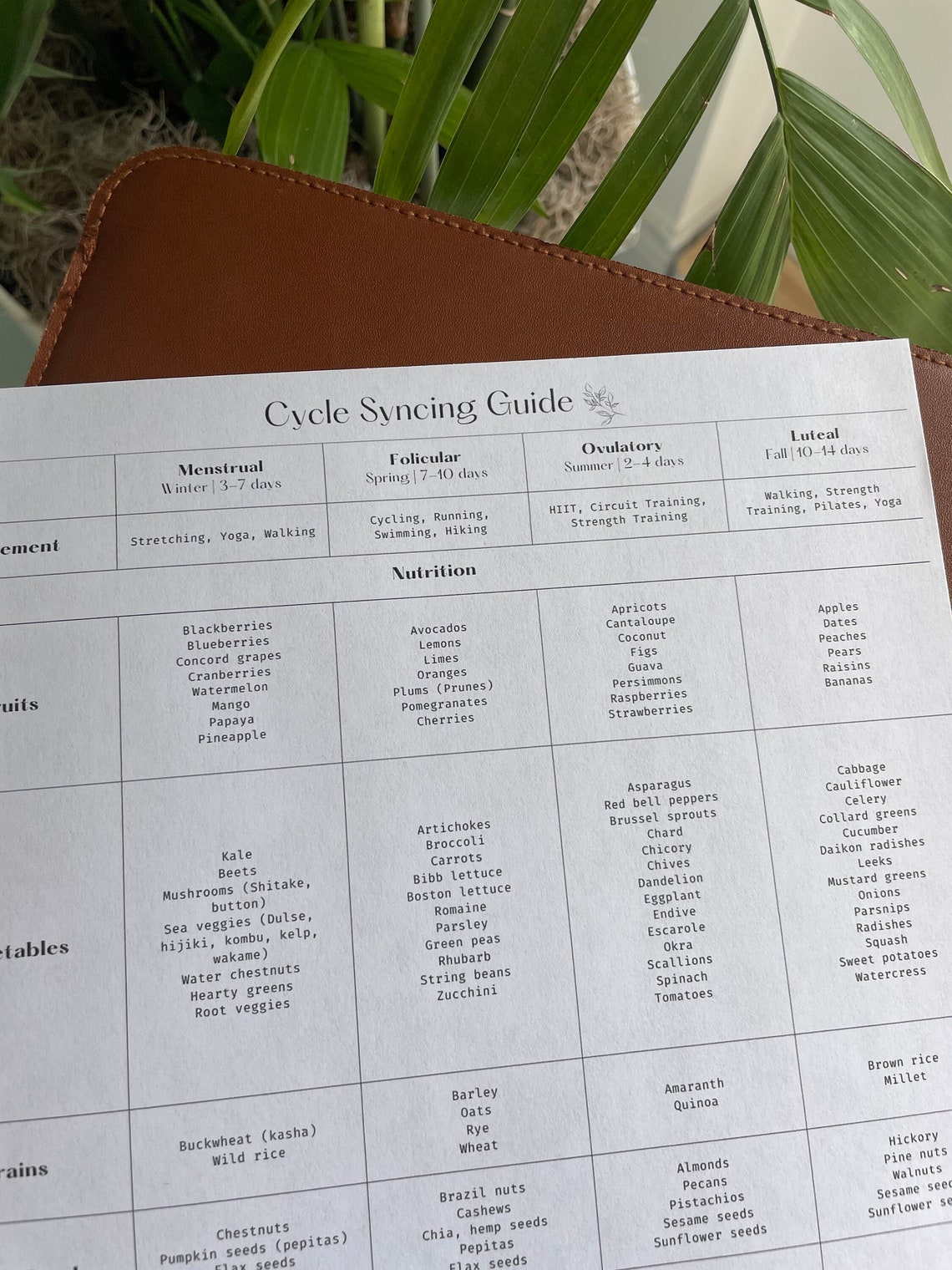 Cycle Syncing Kitchen One Page cheat Sheet for Hormone Harmony - Etsy