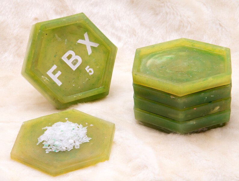 100% RECLAIMED PLASTIC Stackable Coaster-hex Green set of 4 - Etsy