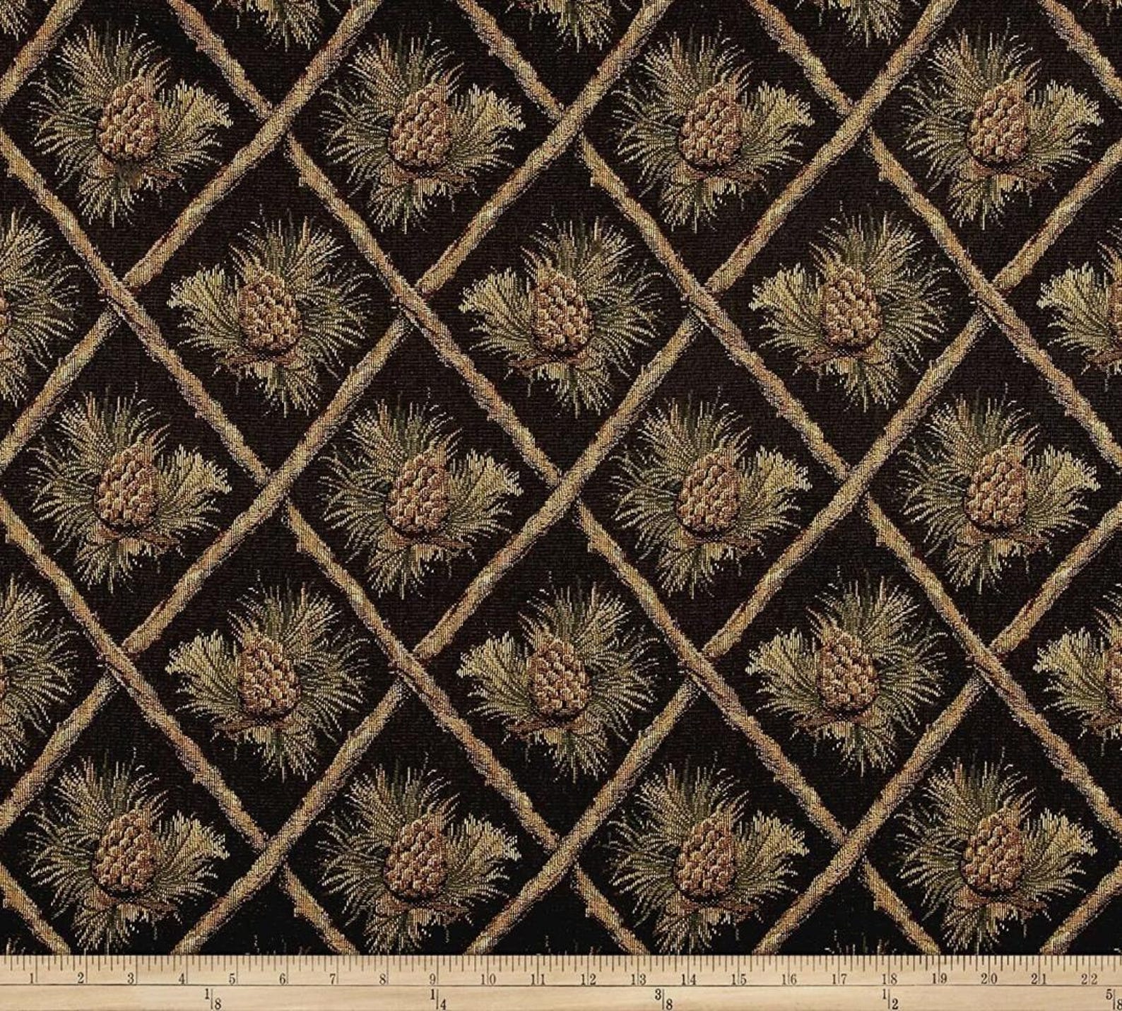 Pinecone Upholstery Fabric Mountain Lodge Cabin Rustic Bears Tapestry ...