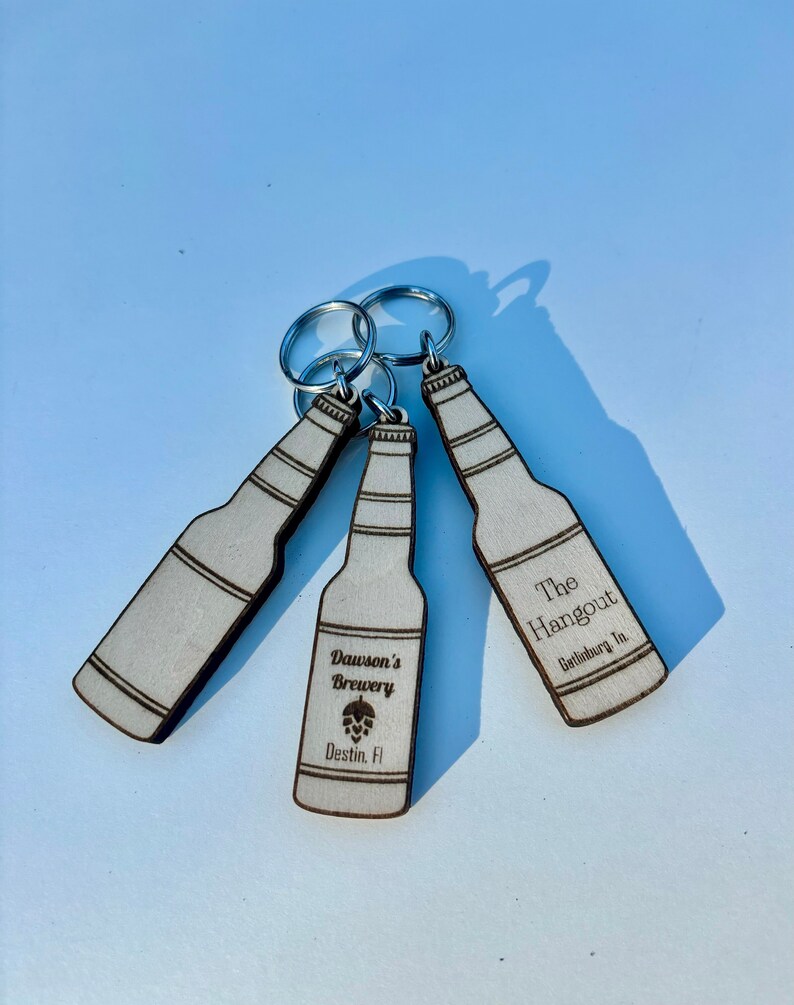 Custom Beer Bottle Wood Keychain. - Etsy