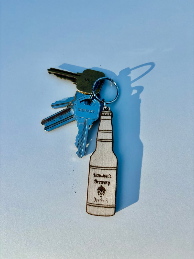 Custom Beer Bottle Wood Keychain. - Etsy