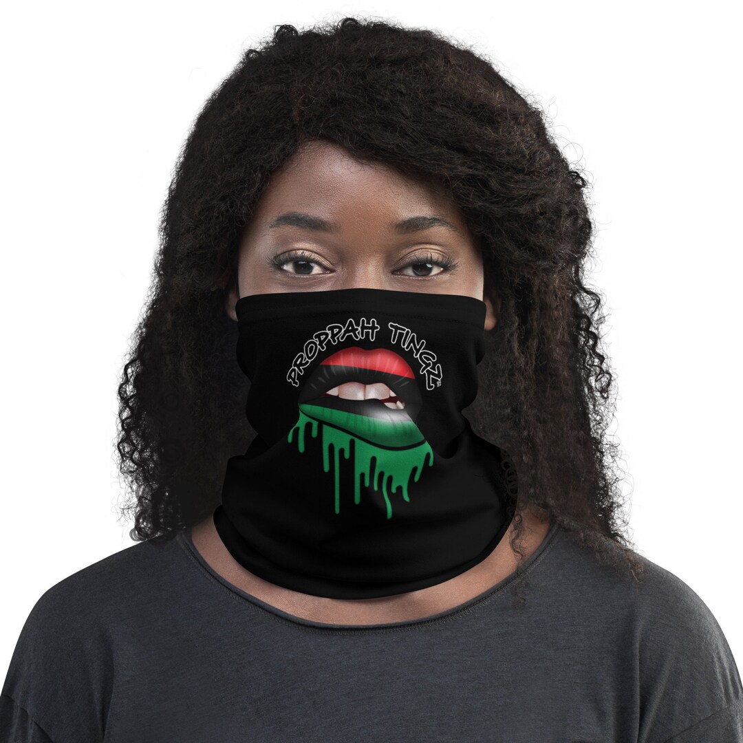 Neck Gaiter: Black. Pan African Flag Lip Design. Brand Name- Black ...