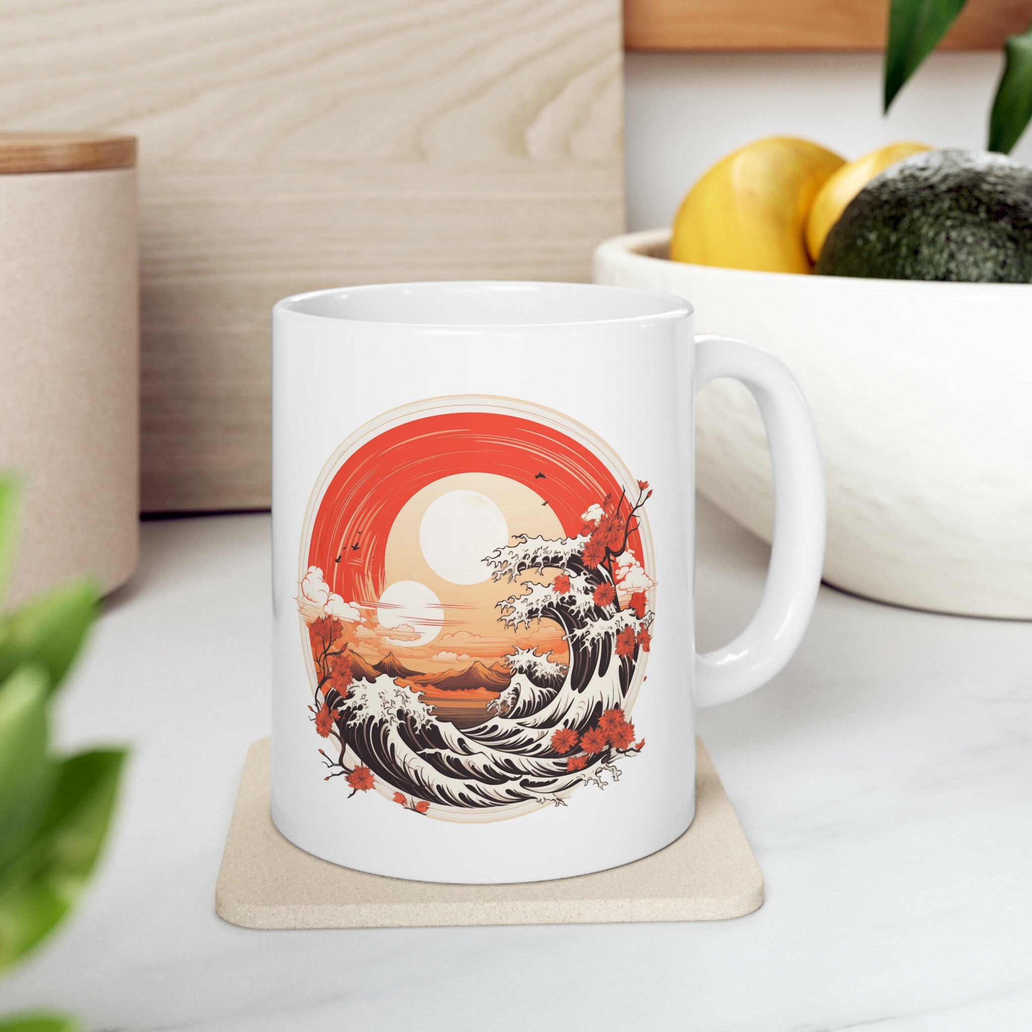 Unique Japanese Style Mug, Calming Effect Mug, Presents for Mom Custom ...