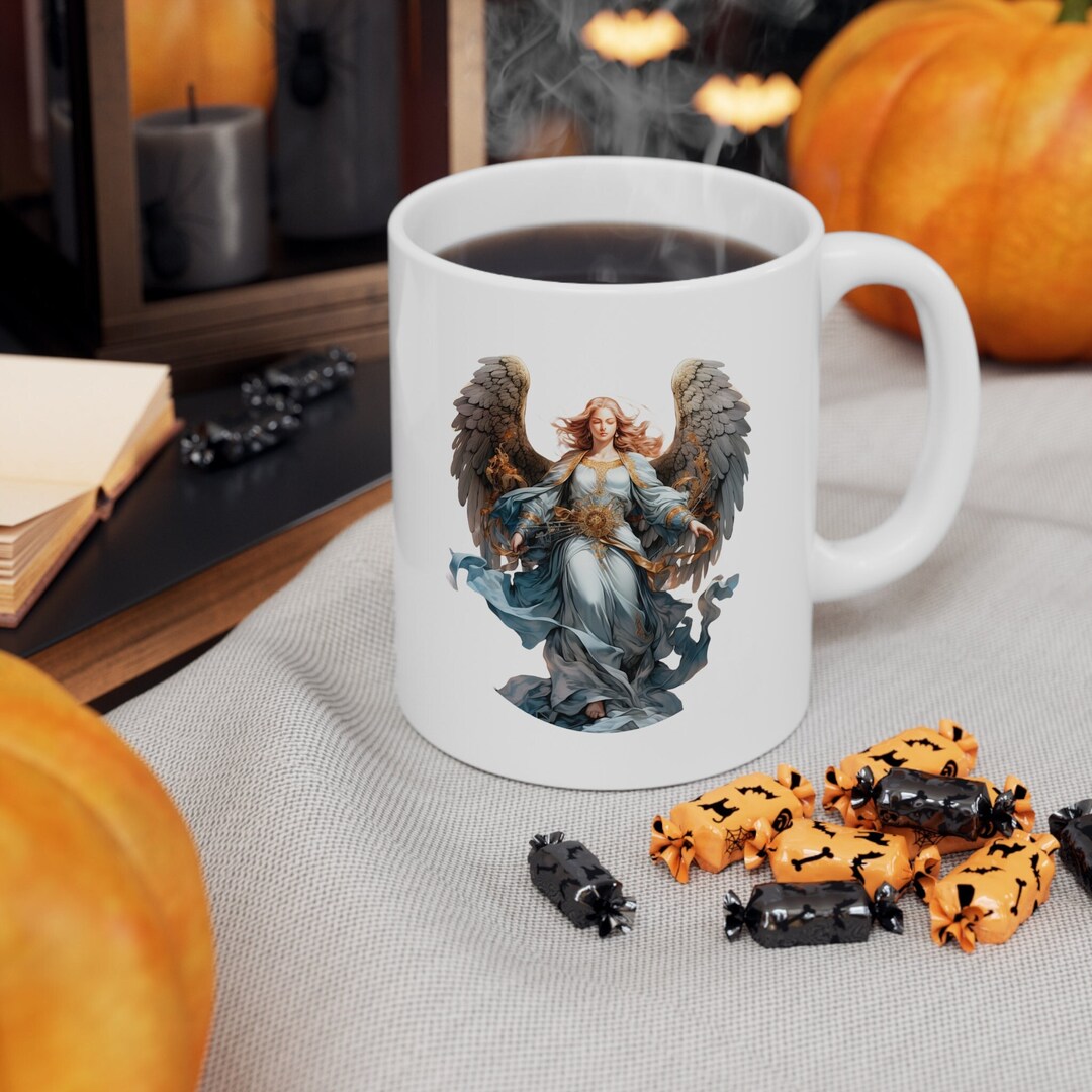 Guardian Angel Chamuel Mug for Protection, Archangel Mug, Cute Angel ...