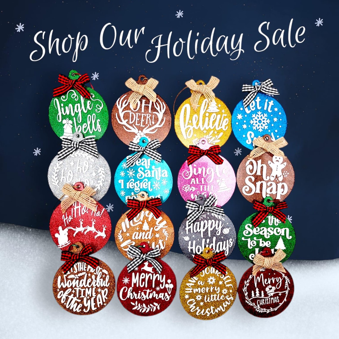 Personalized Glitter Acrylic Christmas Ornaments | Custom Holiday Decor ...