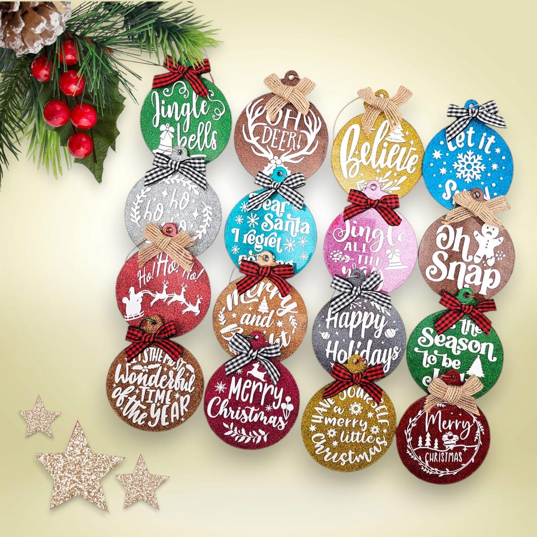 Personalized Glitter Acrylic Christmas Ornaments | Custom Holiday Decor ...