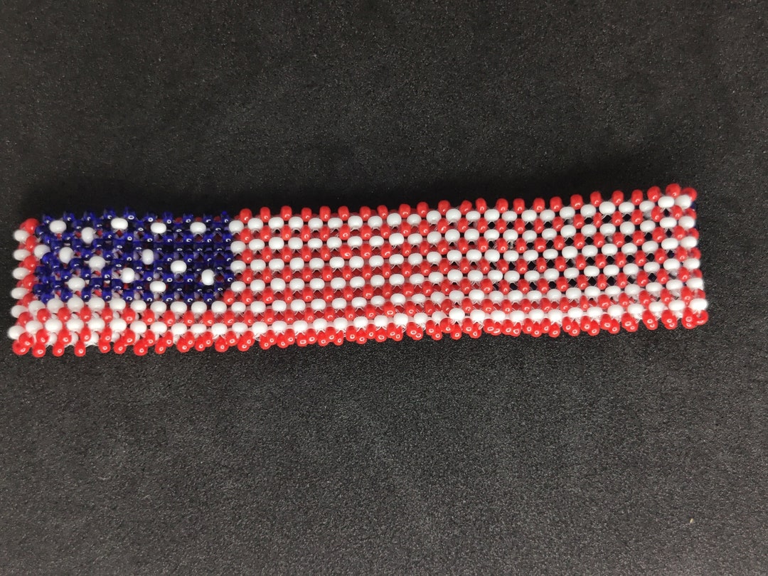 American Flag Beaded Bracelet Etsy