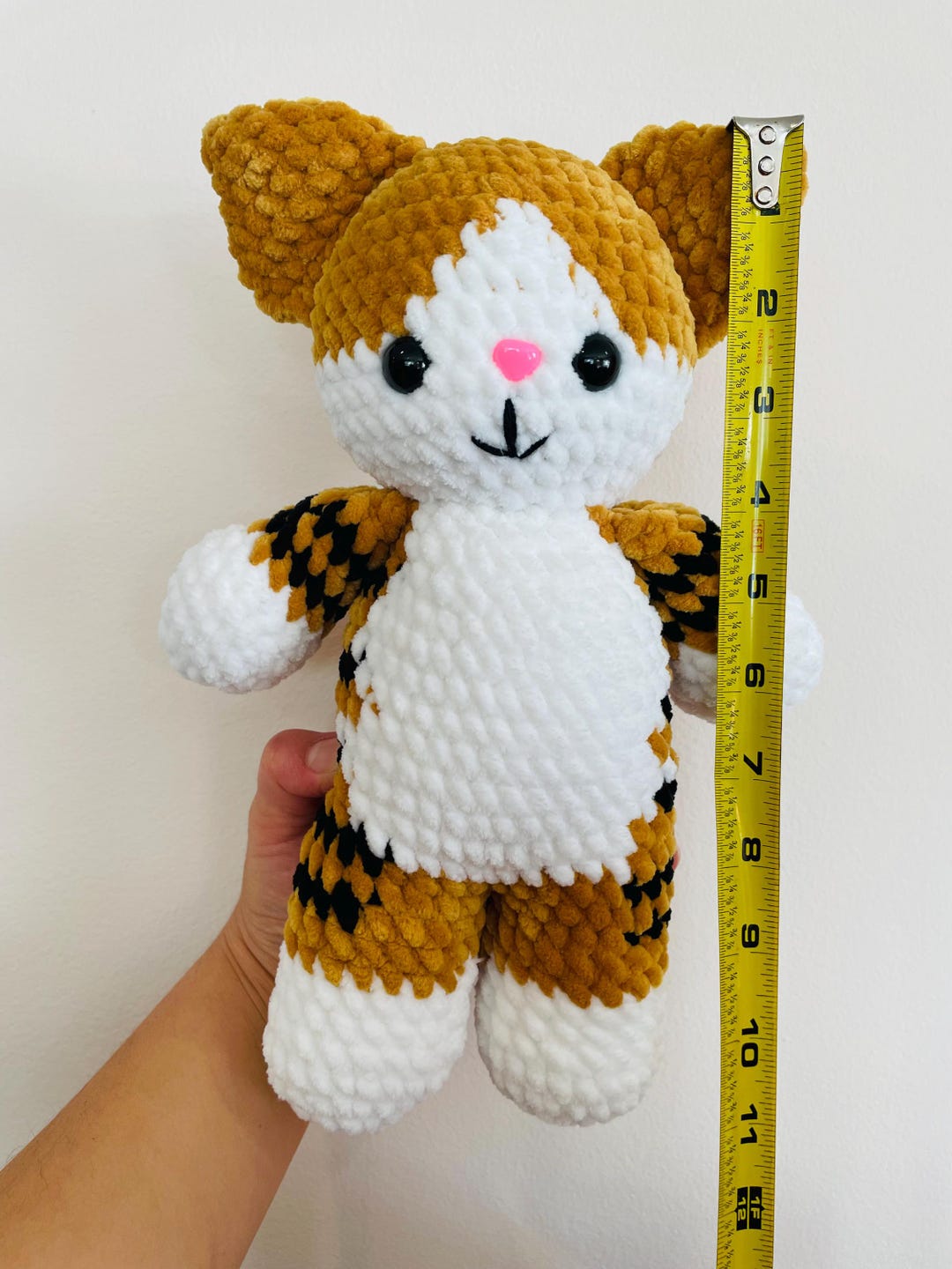 Crochet Tabby Cat Plushie: Handmade Chenille Yarn Kitty (11 Inches) - Etsy