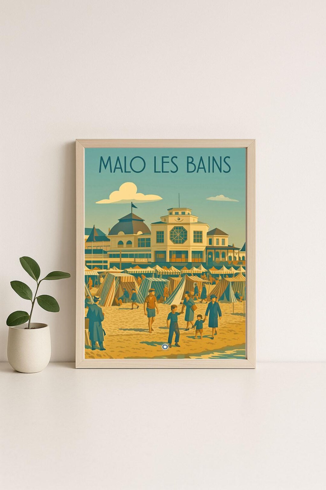 Retro Illustrated Poster Malo Les Bains the Beach - Etsy
