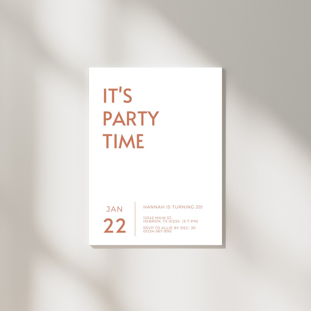 Simple Modern Birthday Party Invitation Digital Download Template - Etsy