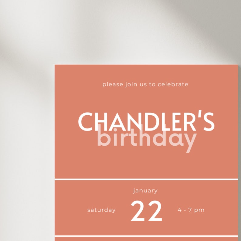 Simple Modern Birthday Party Invitation Digital Download - Etsy