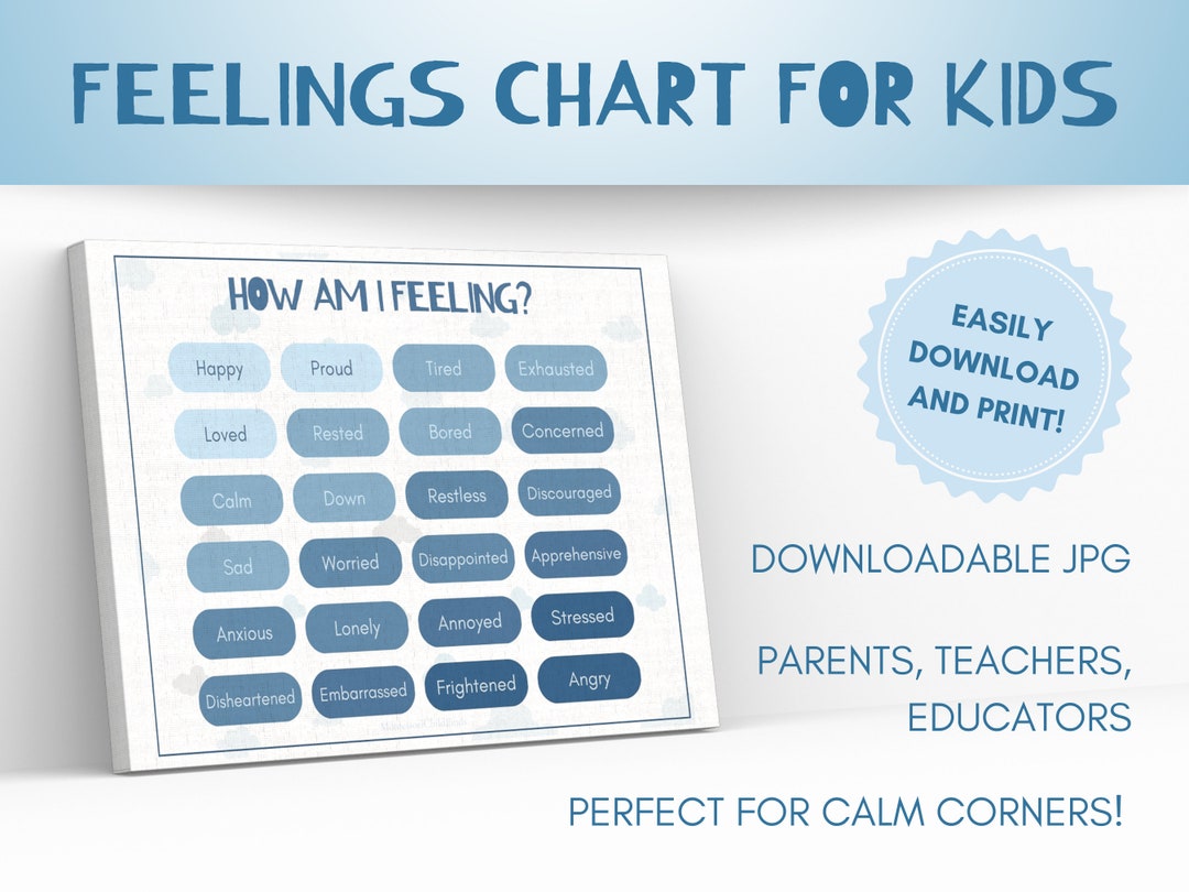 Cloud Feelings Chart for Kids | Blue | Emotions | Calm Down Corner ...