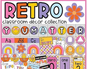 Boho Retro Classroom Decor Bundle Editable 70's - Etsy
