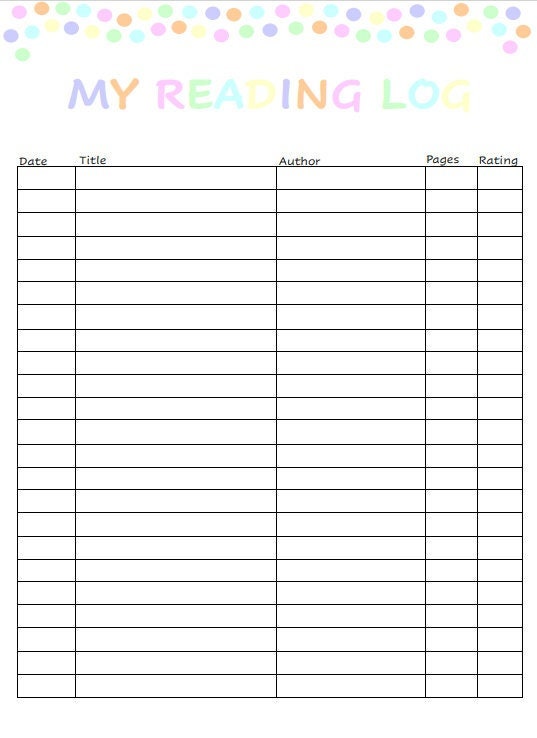 Children's Reading Log - Etsy
