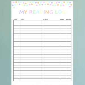 Children's Reading Log - Etsy