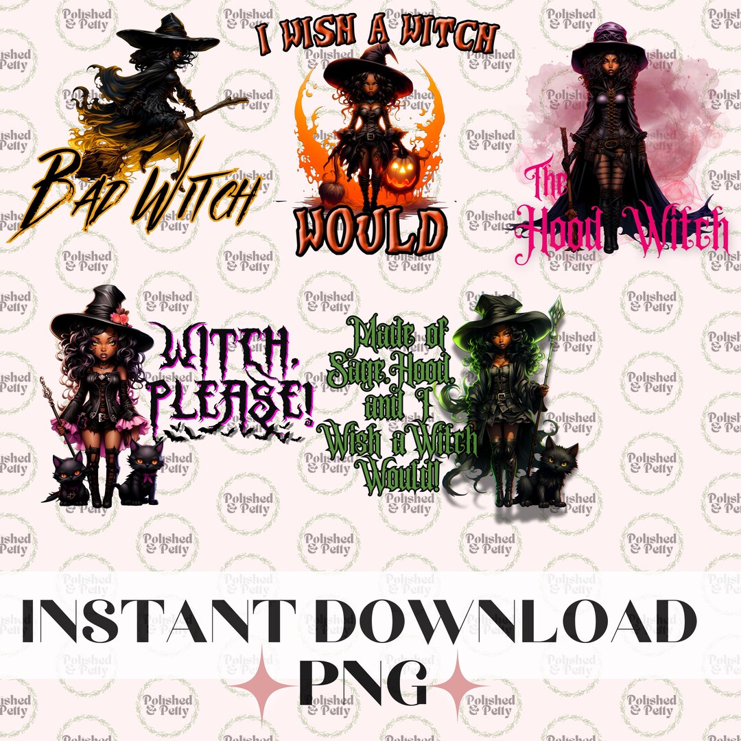 Black Witch PNG Bundle Hood Witch Halloween PNG Witch Sublimation File ...